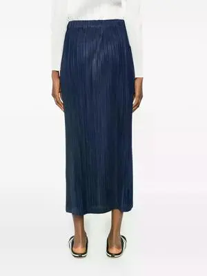 Issey Miyake Pleated Midi Skirt - Blue