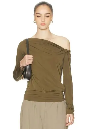 EAVES Jayne Off Shoulder Top In Olive - Capers