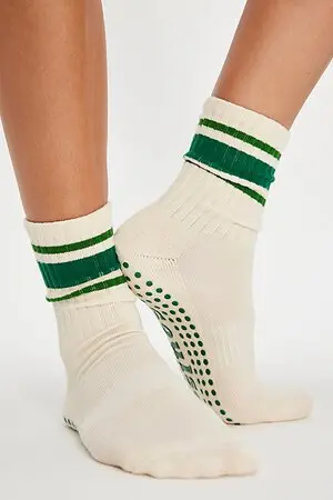 SOULS. Retro Pilates Grip Socks - Green