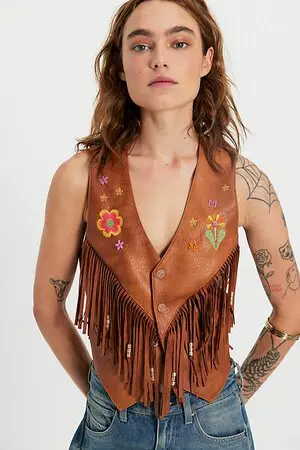 MOTHER The Free Spirit Fringe Vest - Brown