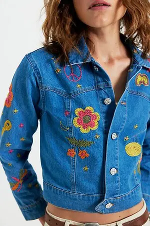 MOTHER The Heyday Cropped Denim Jacket - Blue