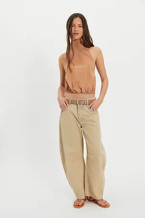 UNDERSTATED LEATHER Suede Bubble Halter Top
