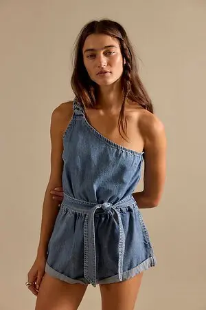 Free People We The Free Topanga Denim Romper - Stone Blue
