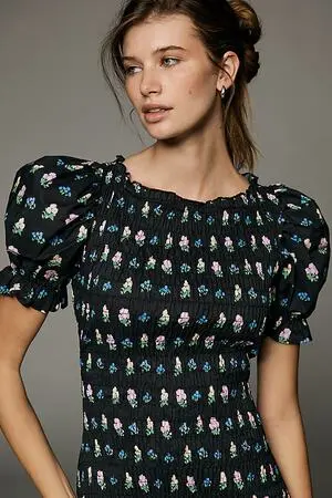 LISA SAYS GAH Soho Puff-sleeve Midi Dress
