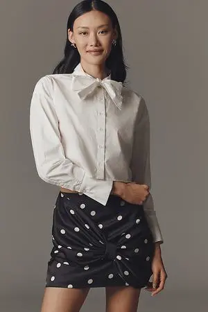 Walter Baker Monroe Bowed Buttondown Top - White
