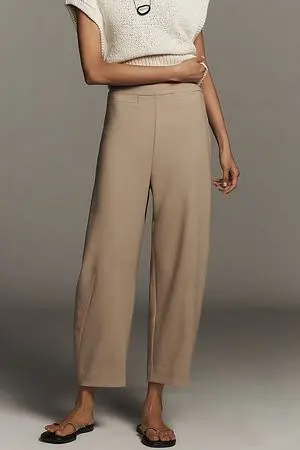 Maeve Crop Curved Trousers Pants - Heather Camel