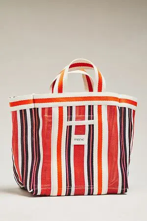 Maeve Striped Mesh Tote Bag
