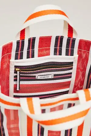 Maeve Striped Mesh Tote Bag