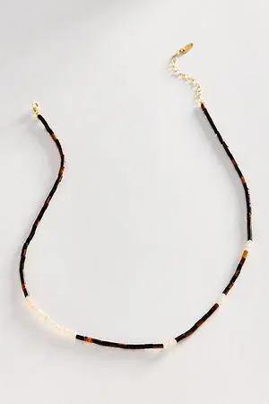 HERMINA ATHENS Tiger's Eye And Pearl Necklace - Black