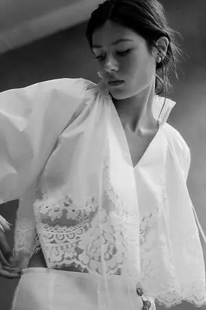 MARE MARE Lace Inset Long-sleeve Blouse - White