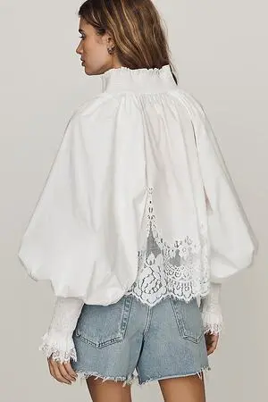 MARE MARE Lace Inset Long-sleeve Blouse - White