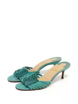 CHRISTIAN LOUBOUTIN Belbrossa Fringe Suede Sandals - Blue