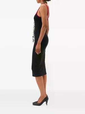 Versace Logo Embroidered Midi Dress