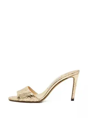 JIMMY CHOO Stacey Snakeskin-embossed Sandals - Gold