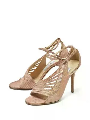 JIMMY CHOO Snakeskin-embossed Sandals - Pink