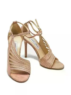 JIMMY CHOO Snakeskin Embossed Strappy Sandals