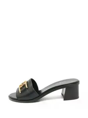 LOUIS VUITTON Logo-embellishment Leather Sandals - Black