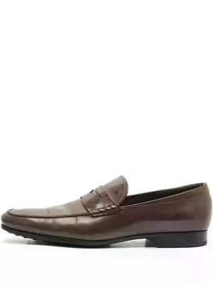 TOD'S Penny Leather Loafers - Brown