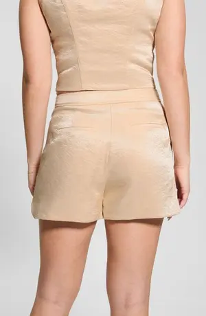Guess Camille Velvet Pleat Front Shorts - Beige