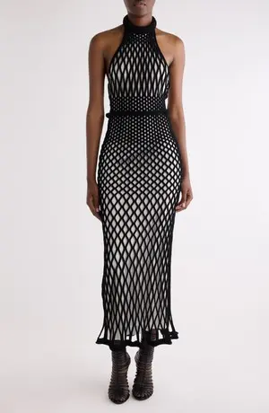 Givenchy Mesh Halter Neck Dress - Black/ivory