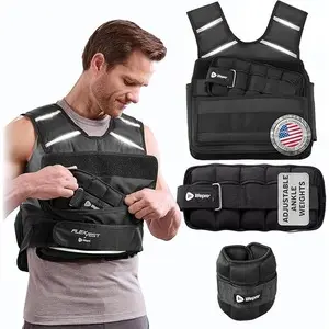 LIFEPRO Flexvest Adjustable Weighted Vest For & 15 Or 20 Lb Workout Vest For Running, Cardio - Black For Men