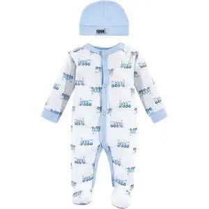 LUVABLE FRIENDS Cotton Sleep & Play Outfit With Hat - Train