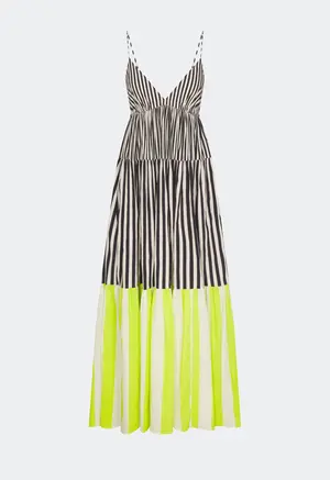 SIMONMILLER Romi Poplin Dress - Black/cream/lime Multi