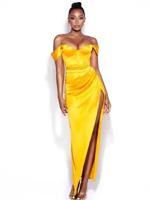 MISS CIRCLE NEW YORK High Slit Corset Satin Dress
