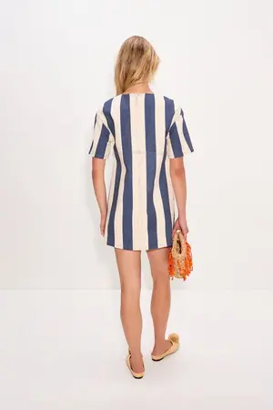 SIMONMILLER Sahara Short Sleeve Mini Dress - Navy/cream