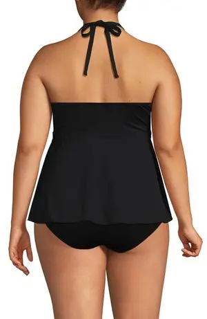 LANDS' END Flutter High Neck Halter Tankini Top