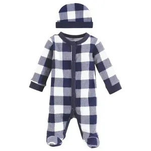 HUDSON BABY Thermal Sleep And Play & Cap - Navy Plaid