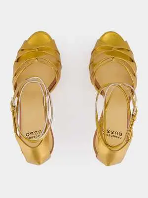 FRANCESCO RUSSO Laminated Nappa Leather Lace-up Sandals
