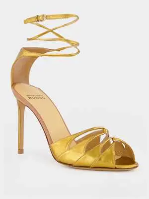 FRANCESCO RUSSO Laminated Nappa Leather Lace-up Sandals