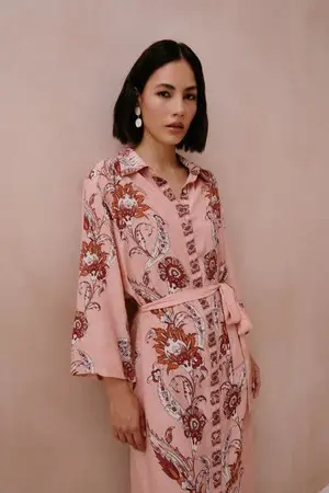 RAISHMA Printed Maxi Dress With Belt