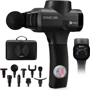 LIFEPRO Sonic Pro Deep Tissue Massage Gun Handheld Percussion Massager With 10 Speeds - Black