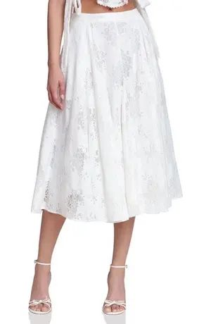 Avec Les Filles Lace Inset Skirt - White