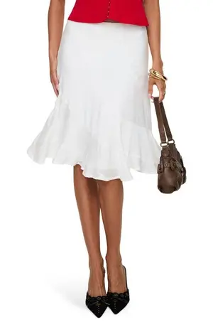 Princess Polly Asymmetric Hem Midi Skirt - White
