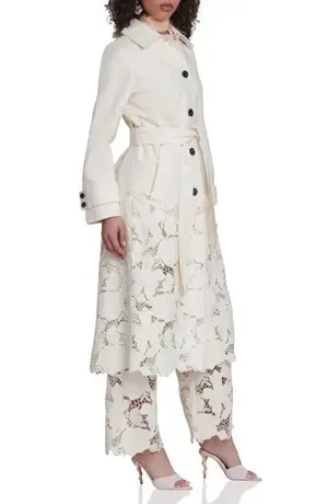 Avec Les Filles Embroidered Maxi Trench Coat