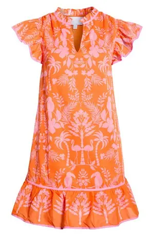 SUGARLIPS Davina Floral Egga Shift Minidress - Pink-orange-multi