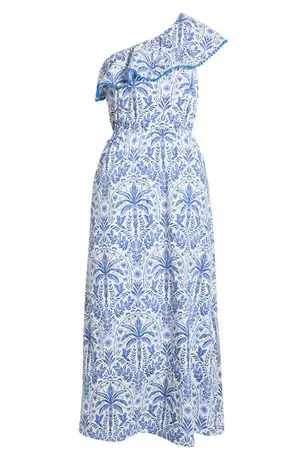 SUGARLIPS Romina Tropical Print One-shoulder Dress