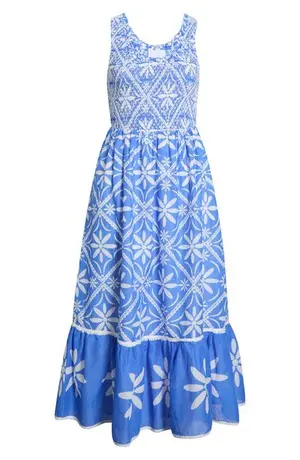 SUGARLIPS Alexie Floral Jersey Smocked Midi Sundress