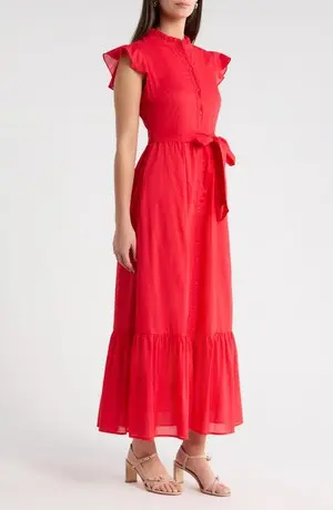 SUGARLIPS Lenira A-line Cotton Dress - Red