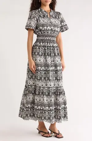 SUGARLIPS Floral Print A-line Dress - Black-white