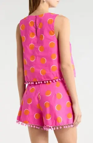 SUGARLIPS Rosy Polka Dot Taisy Sleeveless Top