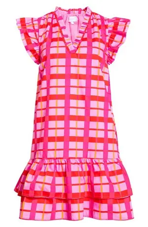 SUGARLIPS Darvy Check Shift Minidress - Pinks-orange