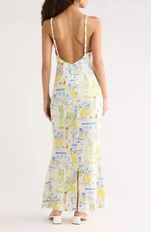 SUGARLIPS Mizie Open Back Maxi Dress - Blue-multi