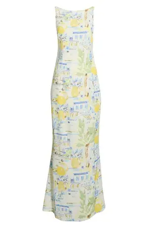 SUGARLIPS Mizie Open Back Maxi Dress - Blue-multi