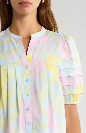 SUGARLIPS Renzo Toile Woven Shirt - Light Blue/pink