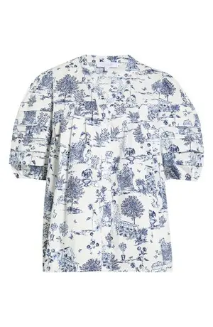 SUGARLIPS Renzo Toile Woven Shirt - White Blue-multi