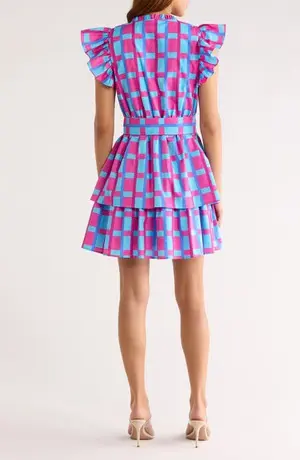 SUGARLIPS Marvy Checker Emie Ruffle Minidress